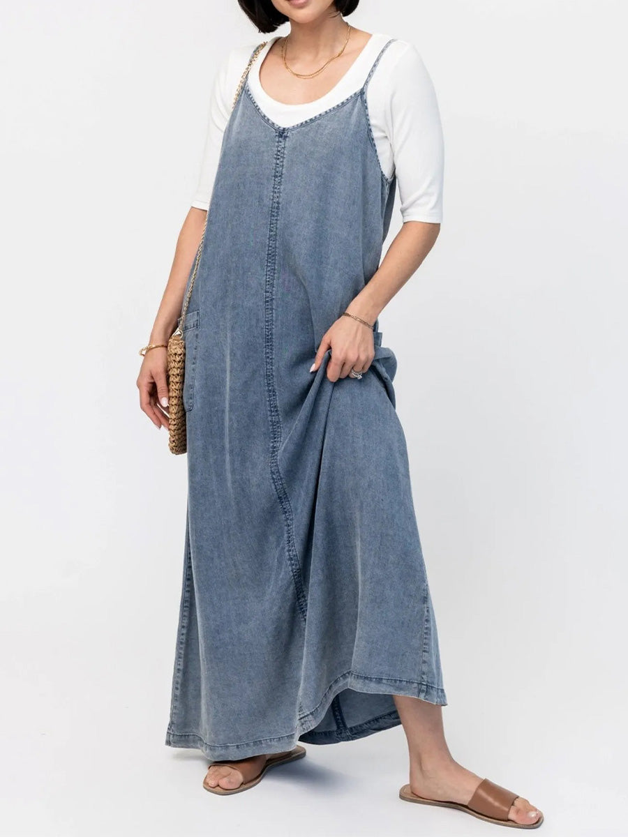 Erica - Loose Fit Denim Maxi Dress – Classy Canada
